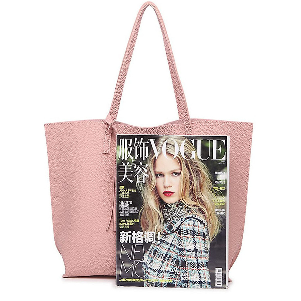 IBLUE Women Tote Bag Purse Large Faux Leather Shoulder Bag Tassel Satchel Handbags, D1059 (Dark Green)