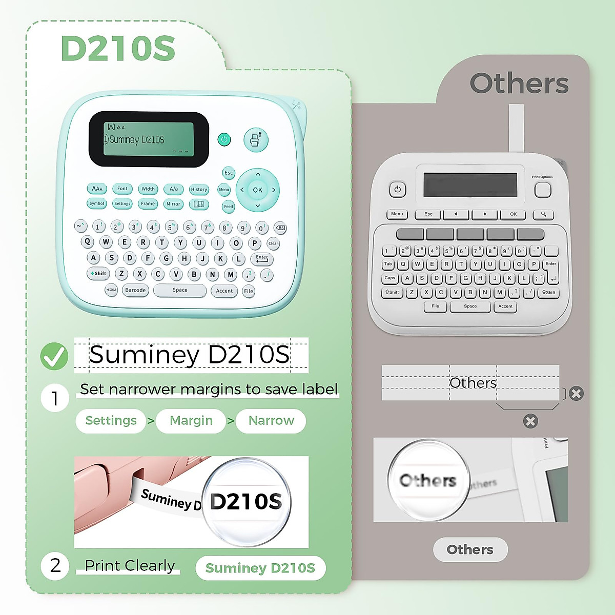 Vixic Label Maker Machine, D210S Kids Label Maker, QWERTY Keyboard Labeler, Handheld Easy Label Maker Printer Portable for Home, Office Small Business, School Organization, DIY