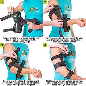 BraceAbility Cubital Tunnel Syndrome Elbow Brace | Splint to Treat Pain from Ulnar Nerve Entrapment, Hyperextended Elbow Prevention and Post Surgery Arm Immobilizer - S (Small/Medium)
