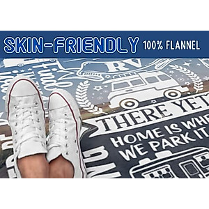 RV Gifts, RV Decorations for Inside Camper, Camping Blanket, Retro Bus Camper Decor Throw Blankets for Camp Lovers, Flannel Fleece Blankets for Campsite Outdoors RV Travel Bed Sofa Couch 65"x 50"