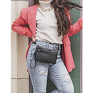 Mundi Brady Anti Theft Womens Cell Phone Crossoby Bag RFID Purse Wallet (Black)