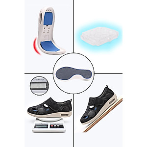 ZUMEIJIA Women's Diabetic Shoes for Women Casual Adjustable Walking Shoes Wide Shoes for Elderly Swollen Feet Non-Slip Air Cushion Bottom Fattening and Widening Black Grey 10