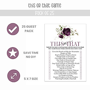 Purple Passion Bride Best Bridal Shower Games – 25 Pack, Wedding Would She Rather Fun Activity Ideas for Guests, Rehearsal, Couples, This or That Birthday Party Game Card Design