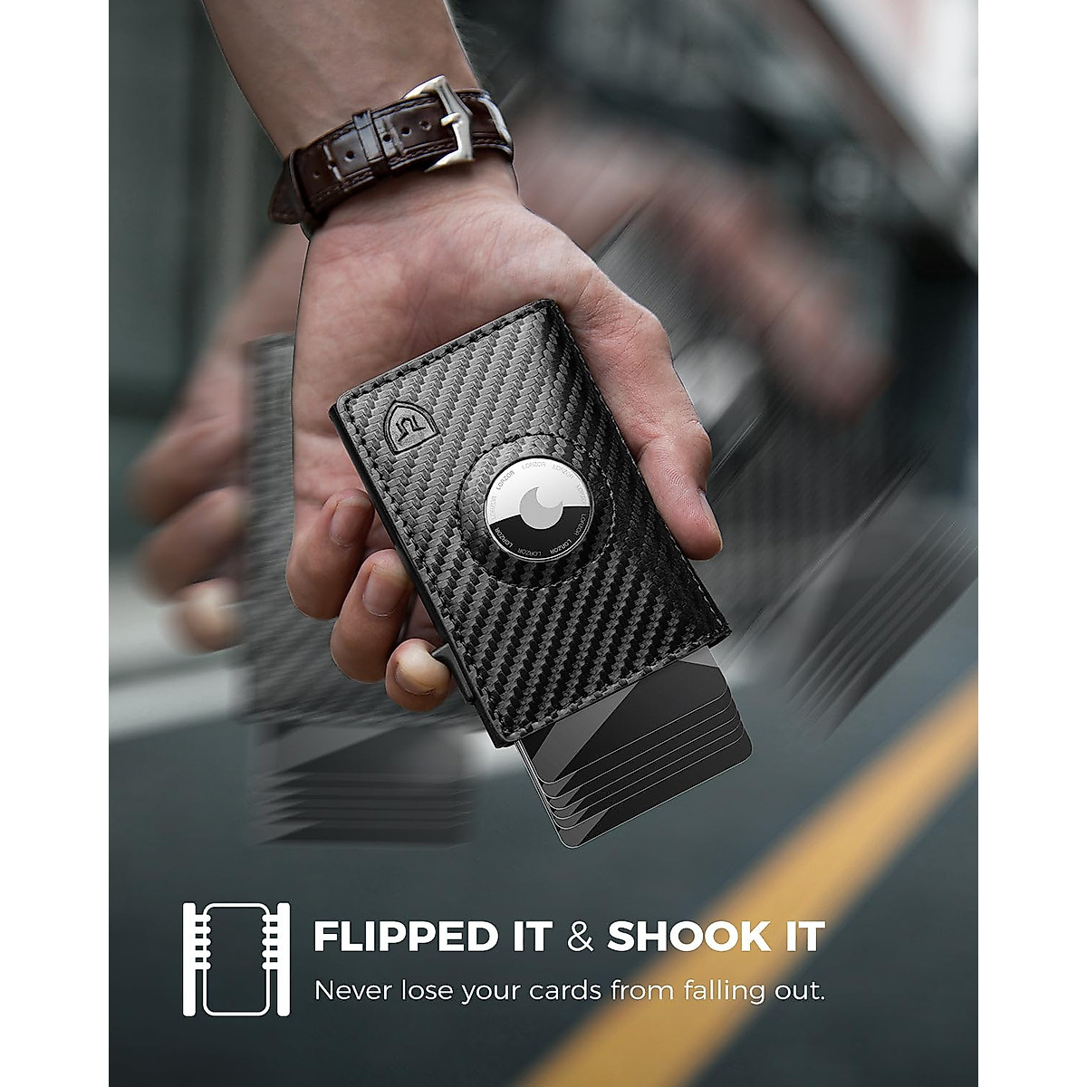 LORZOR Slim Airtag Wallet for Men, Bifold Leather Mens Wallets with Magnetic Closure, Smart Wallet RFID Blocking Pop Up Card Holder,Minimalist Wallet with Gift Box