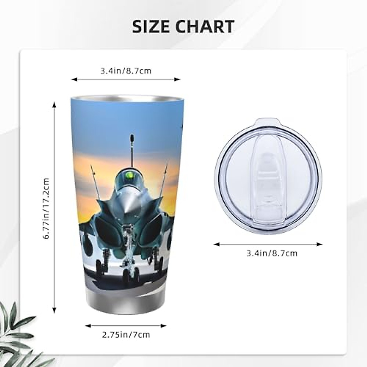 EKPRAVDKTF Airplane 20oz Insulated Stainless Steel Tumbler With Lids And Straws, Double Wall Vacuum Travel Coffee Mug, Thermal Cup For Cold & Hot Drinks, Reusable Metal Straw & Brush