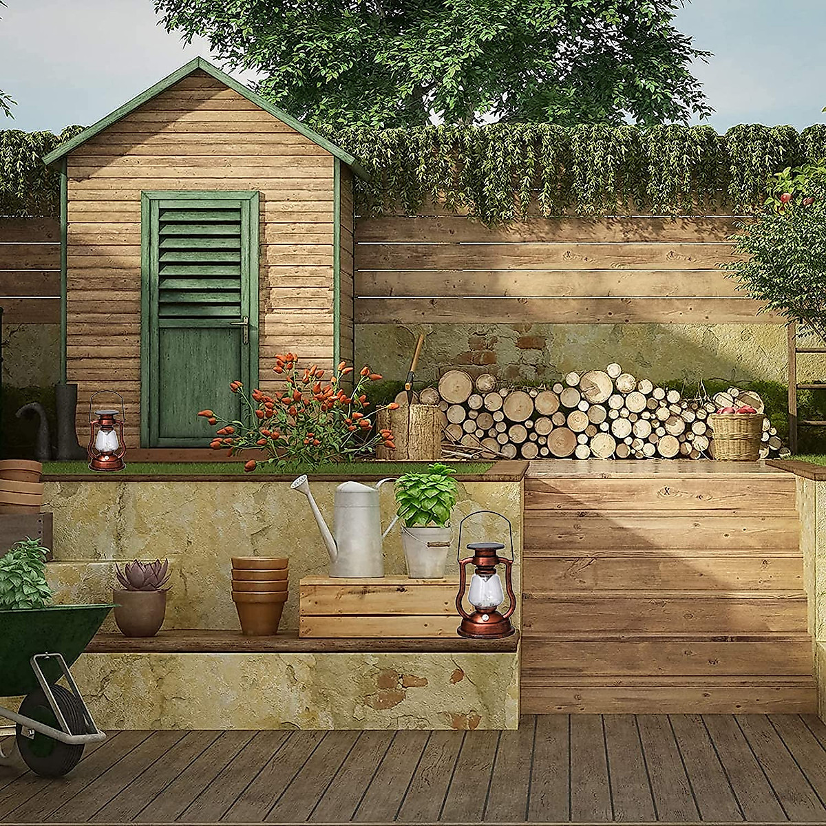 Solar Power Lantern Antique Light Lamp for Garden Patio Umbrella Lamp Tree Pool Pavilion Lawn Porch Decor Camping Lantern Hurricane Lantern (Bronze) Pack 1