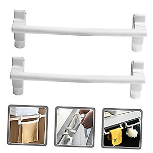Towel Rack for Cabinet 2pcs no Drill Towel bar Over Door Rack Bathroom Towel Holder Punch Towel Rack Wall Mount Towel Organizer Towel Hanger Hanging abs Cabinet White