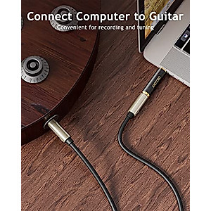 ANDTOBO 1/4'' to 3.5mm Stereo Pure Copper Headphone Adapter,3.5mm(1/8'') Plug Male to 6.35mm (1/4'') Jack Female Stereo Adapter, Black 2-Pack