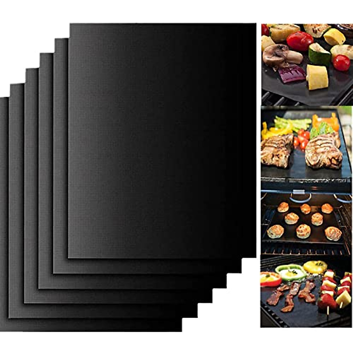 Grill Mats for Outdoor Grill Set of 6 BBQ Grill Mat Non-Stick Reusable Heavy Duty Grilling Mats Teflon Grill Sheets Grill Tools BBQ Accessories for Charcoal Grill Gas Electric Smokers Barbecue Camping