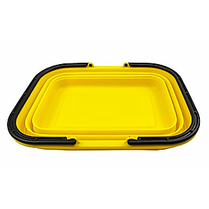 SAMMART 12L (3.17Gallon) Collapsible Tub with Handle - Portable Outdoor Picnic Basket/Crater - Foldable Shopping Bag - Space Saving Storage Container (Golden Yellow)