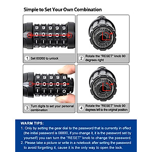 NDakter Bike Lock, 5-Digit Resettable Combination Bike Cable Locks, 4ft Long/0.472Inch Diamete High Security Anti Theft E-Scooter Lock with Mount for Bikes,Bicycles, E-Bike,Electric, Kids Scooter