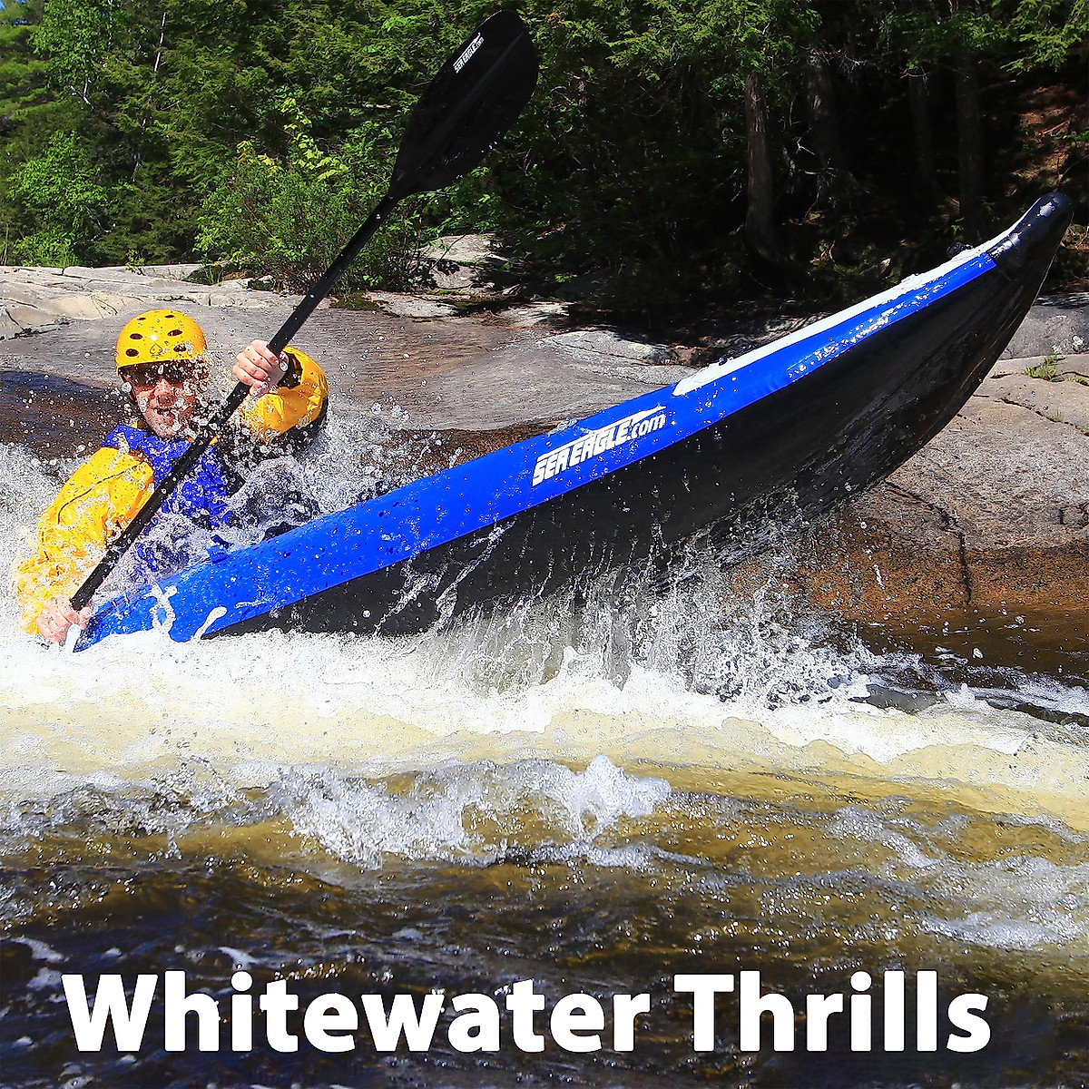 Sea Eagle 380X 12'6" Explorer Inflatable Kayak- Fishing, Touring, Camping, Exploring &White watering-Self Bailing, Removable Skeg, Drop Stitch Floor (2 Person Pro w/Carbon Paddle)