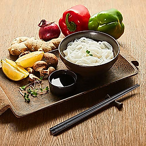 5 Pairs Reusable Chopsticks Dishwasher Safe,9.5 Inch Fiberglass Chopsticks Set, Japanese Chinese Korean Chopsticks for Food, Non-Slip, Easy to Use (Black Chopsticks) (D)