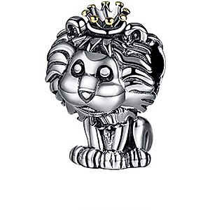 Bolenvi Crowned Lion King 925 Sterling Silver Charm Bead for Pandora & Similar Charm Bracelets or Necklaces