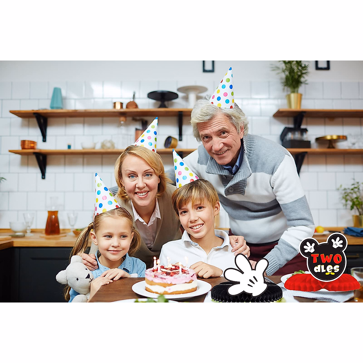 Cartoon Black Red Mouse Happy 2nd Birthday Honeycomb Centerpieces Oh Twodles Theme Decor for Boy Girl Princess High Chair 2nd Birthday Party Baby Shower Favors Supplies Decorations Photo Booth Props