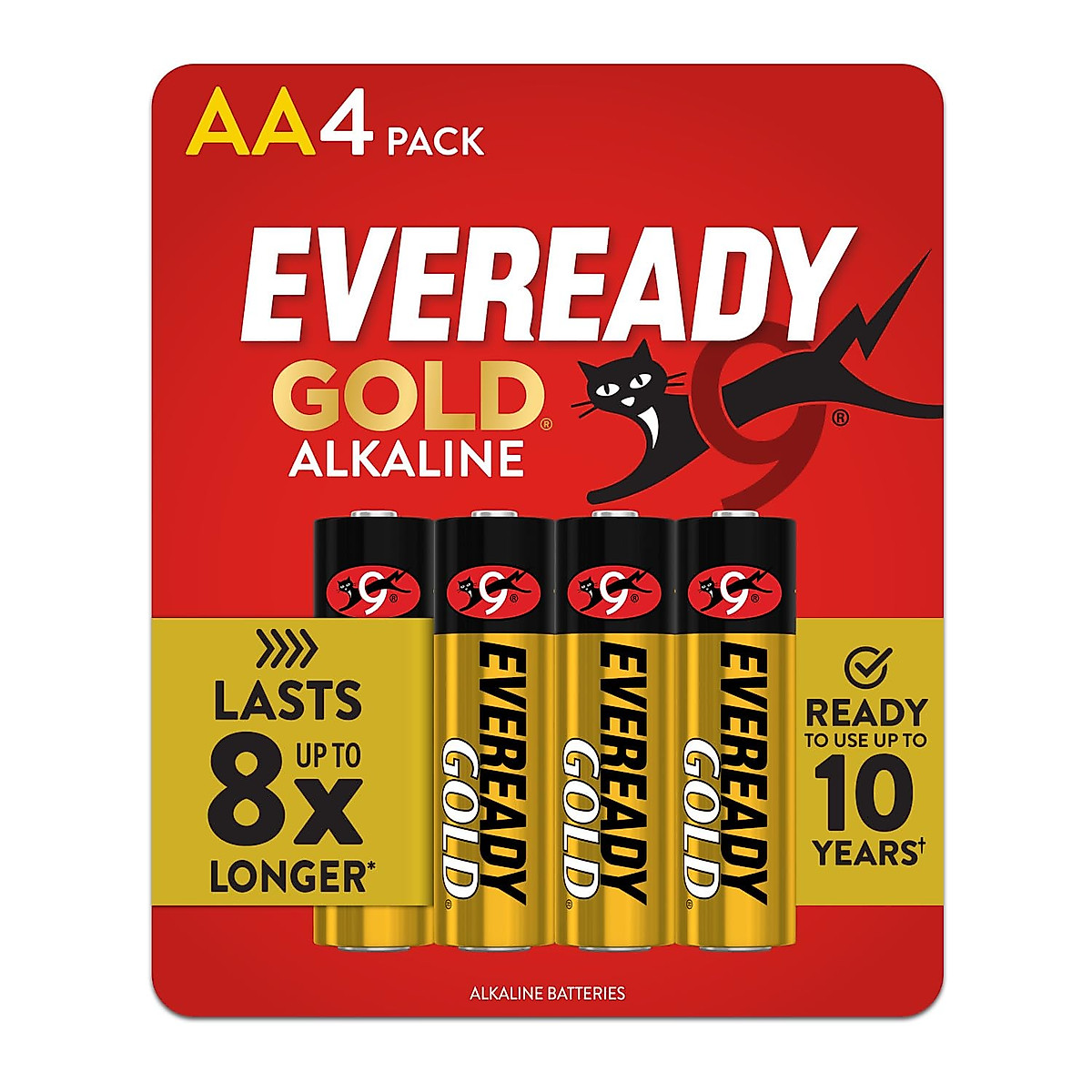 Eveready Gold Alkaline Batteries AA, 4-Count