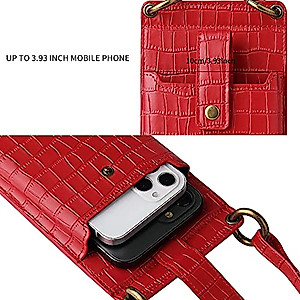 seOSTO Cell Phone Purse Wallet Small Crossbody Bags Mini Shoulder Bag With Credit Card Slots and Mirror,Suit For Most Smartphone