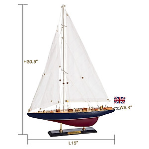 SAILINGSTORY Wooden Sailboat Model Ship Sailboat Decor Yacht Endeavour 1/100 Scale 1934 America's Cup Replica