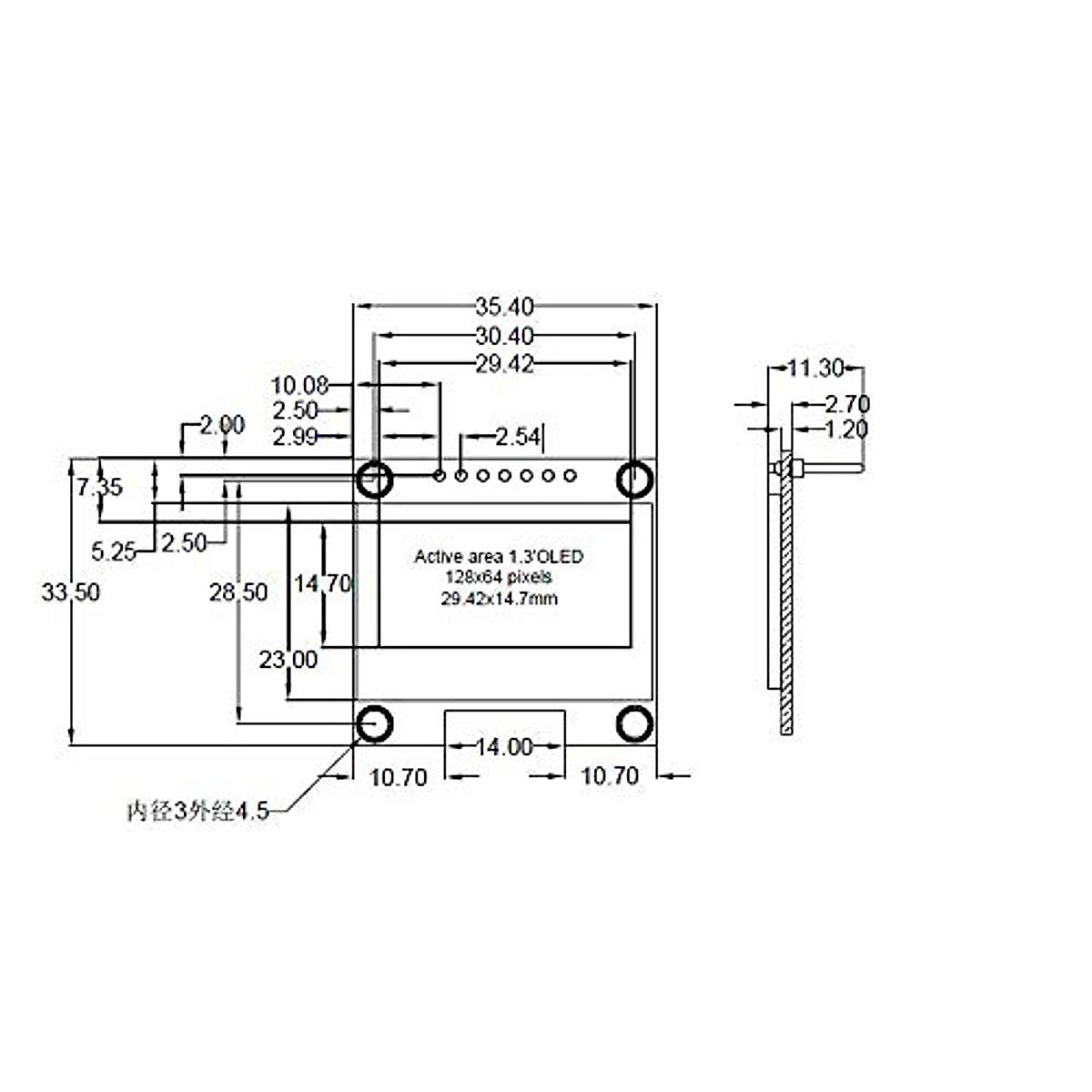Hailege 1.3" SSH1106 IIC I2C OLED LCD Display 128x64 OLED Display Module for Arduino AVR PIC STM32 51 Raspberry Pi