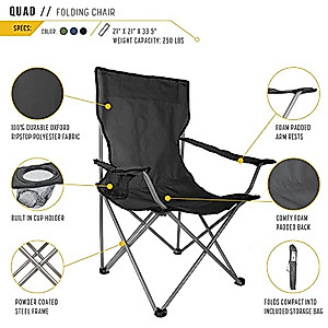WFS Camping Quad Chair, Black