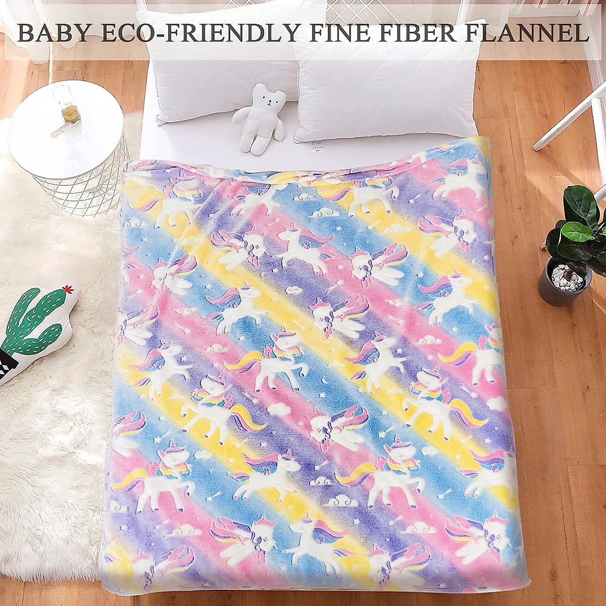 YJLMLY Glow in The Dark Unicorn Blanket, Unicorn Gifts Toys for Girls, Soft Pink Girls Blanket for 2 3 4 5 6 7 8 9 10 Year Old Girl Birthday Christmas Valentine Gifts Ideas, 50''x60''