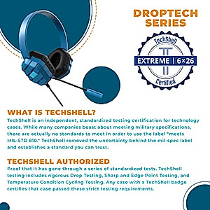 Gumdrop DropTech B1 Headset Over-Ear Headphones for Kids w/Boom Mic, 3.5 mm Chew Proof Cord for K-12, Students & Classroom (Drop Tested, Comfortable, Lightweight, Rugged, Easy Cleaning) - Blue