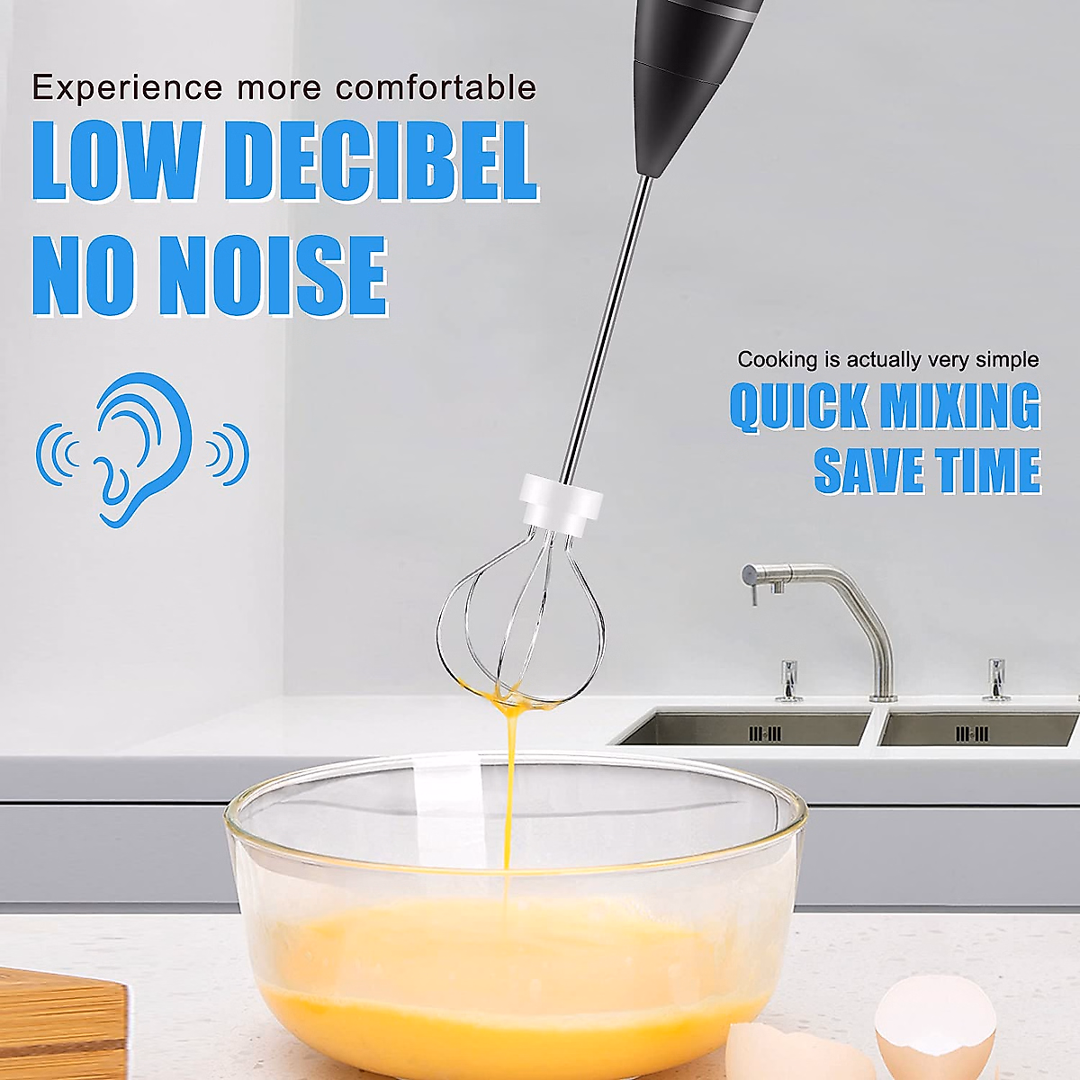 Fivtyily Milk Frother Handheld Rechargeable Foam Maker for Lattes,Electric 3 Whisks Drink Mixer for Bulletproof Coffee, Mini Foamer for Cappuccino Frappe Matcha Hot Chocolate (Black 3.0)