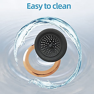 Kitchen Set of 2 Sink Strainers, Flexible Silicone Good Grip Kitchen Sink Drainers, Traps Food Debris and Prevents Clogs, Large Wide 4.5’ Diameter Rim (Rose Gold)