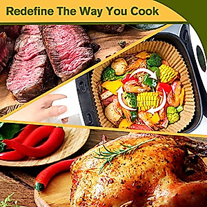 Large Air Fryer Disposable Paper Liners Square 9 Inch, 125 Pcs Parchment paper liner for 5-8QT Air fryer, Oil-proof, Water-proof, Parchment Baking Paper for Baking Roasting Microwave