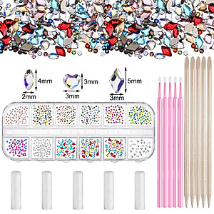 377 Pieces Tooth Gem Kit Tooth Jewelry Kit DIY Fashionable Tooth Artificial Crystal Reflective Tooth for Halloween Christmas Teeth Party Decorations (Bright Style)