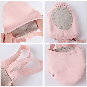 Dance Shoes Half Sole Ballet Canvas Pirouette Shoes for Women and Girls Pink Small