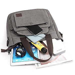 ZHIERNA Canvas Tote Purse for Women, Vintage Crossbody Shoulder Bags Small Handbag, Multi-pocket Top Handle Work Bag