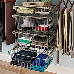 ClosetMaid ShelfTrack Nickel 4-Drawer Kit, Add On Accessory, with Pull Out Mesh Wire Baskets, for Clothes, Socks, Accessories