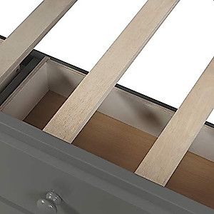 BIADNBZ Twin Over Twin Bunk Bed with Trundle and 3 Storage Drawers, Wooden Detachable Bunkbed Separated into 2 Platform Bedframes for Bedroom/Guest Room, Gray