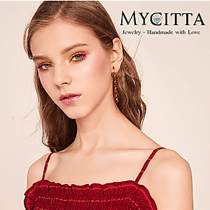 Red CZ Linear Earrings for Women Sterling Silver Teardrop Cubic Zirconia Crystal Rhinestone Bridal Dangle Drop Post Earrings for Wedding Prom Party