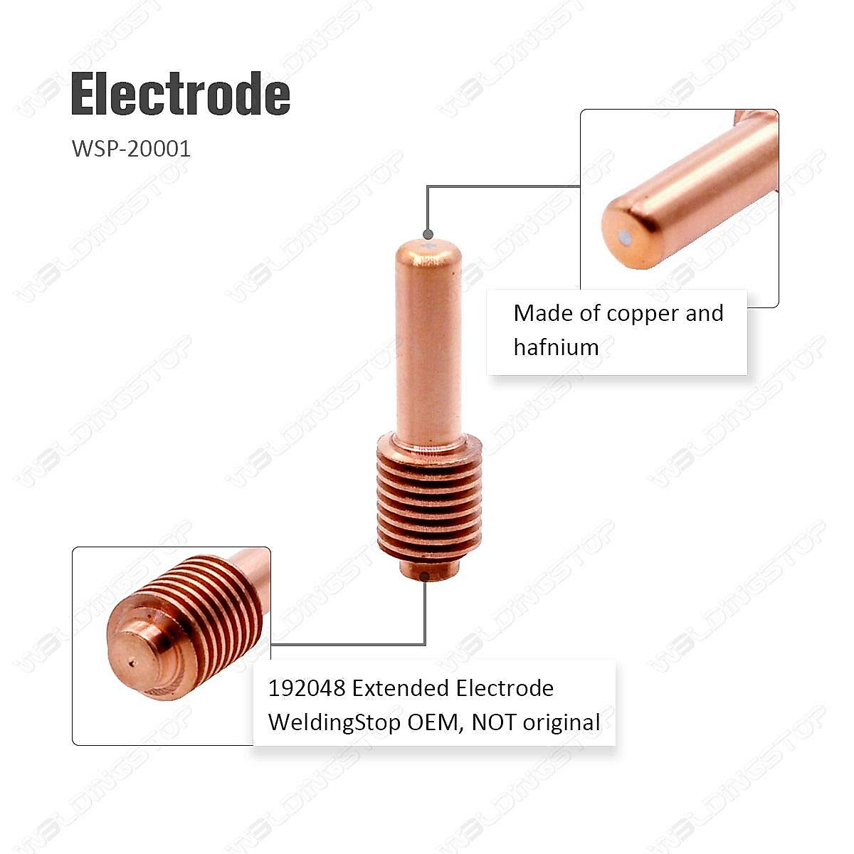 Plasma Extended Electrode Tip For Miller Spectrum 625/625 X-TREME Cutter ICE-40C/40T/55C PK-10