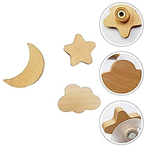 Garneck 3Pcs Wall Hooks Hat Hooks Wooden Coat Hangers Star Moon Cloud Wall Hook Kids Room Nursery Wall Decors