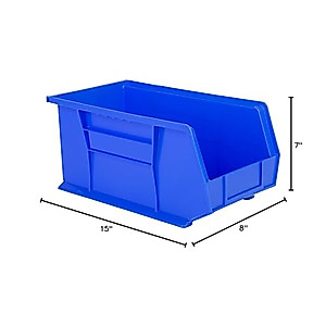 Hudson Exchange 15" x 8" x 7" Plastic Stackable Storage Bin and Hanging Container (Blue, 1 Pack)