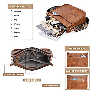 HKCLUF Crossbody Bags for Women Trendy Vegan Leather Hobo Handbags With 2PCS Adjustable Guitar Strap Shoulder Bucket Purse For Women(Brown)