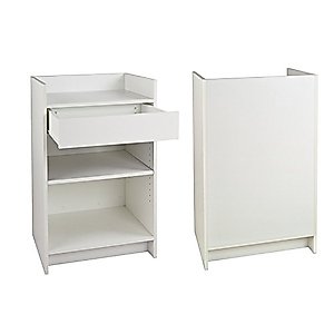 Only Garment Racks #9035W White Register Stand, 24" Length x 20" Depth x 38" Height with Drawer