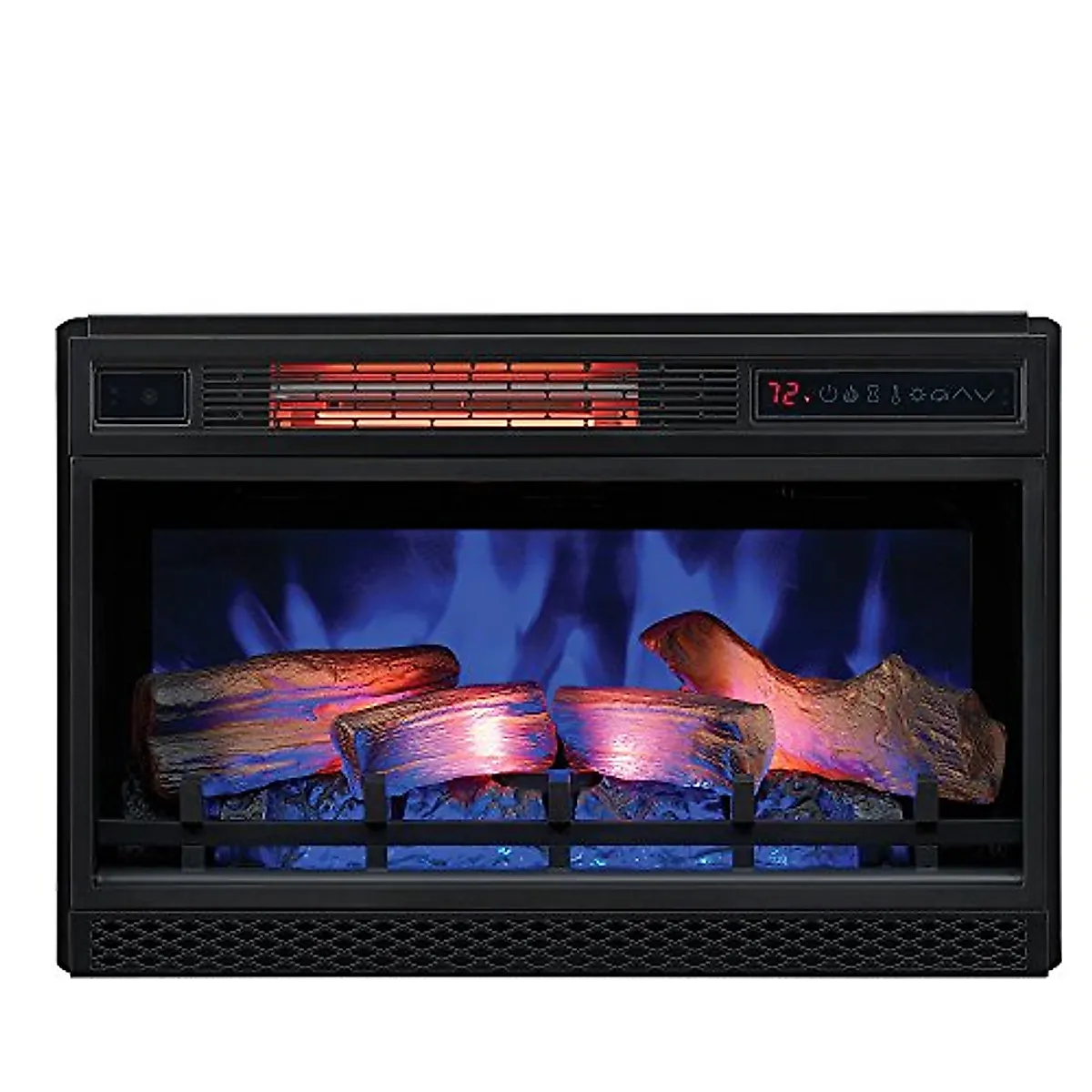ClassicFlame 26" 3D Infrared Quartz Electric Fireplace Insert Plug and Safer Sensor, Black