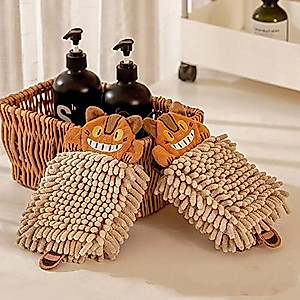 2Pcs Hand Towels for Bathroom Kitchen,Cute Cat Quick-Dry Hanging Hand Towels Decorative for Bathroom Face Towels,