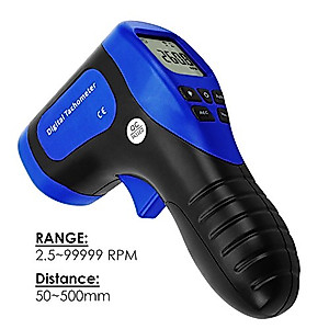 Digital LCD Photo Tachometer Non-Contact RPM Meter Speed Gauge Surface Speed Tach Meter