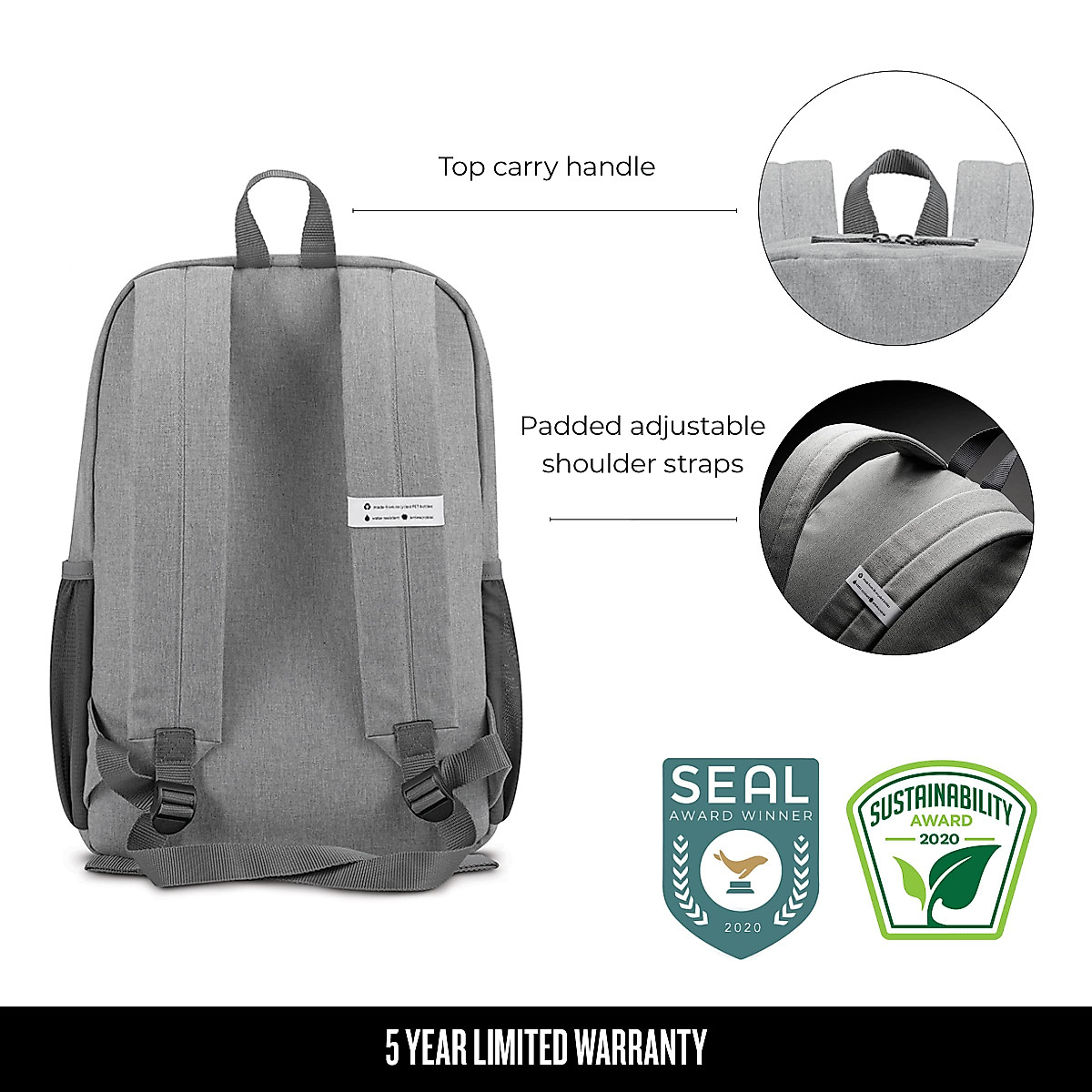 Solo Re:Solve Laptop Backpack, Gray, 15.6"