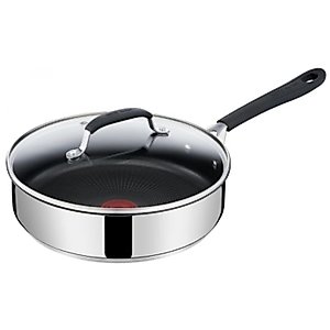 Tefal Jamie Oliver Quick & Easy E3033344 Stainless Steel 25cm Induction Saute Pan With Glass Lid