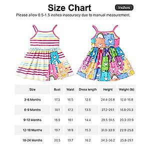 Care Bears Baby Girl Strap Dress Infant Girl A Line Sundress Pink Striped Cami Dress Color Block 18-24 Months