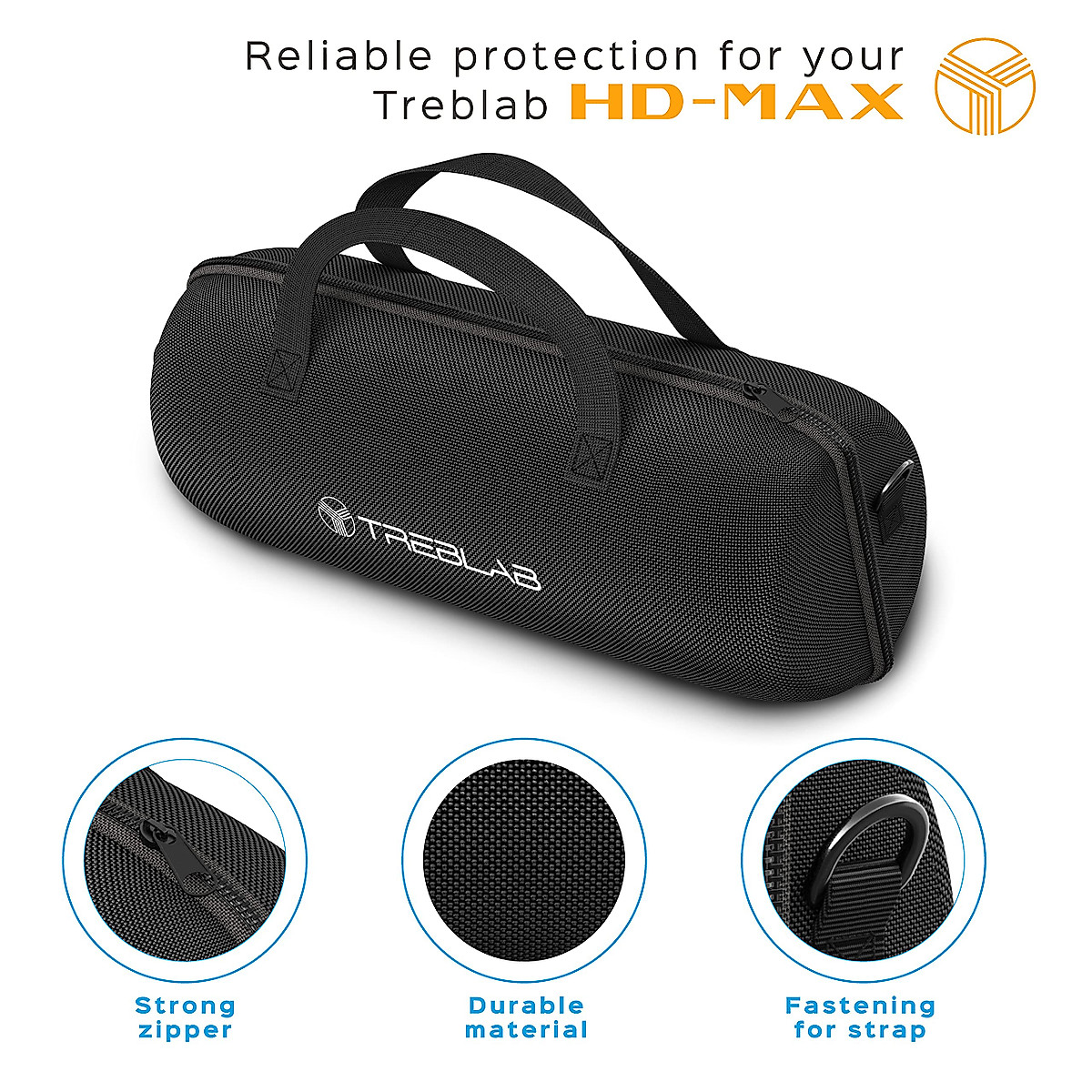 TREBLAB CB-Max - Original Carrying Case HD-Max Wireless Bluetooth Speaker - Сompatible with Any Portable Speaker 5.5 x 12.6 x 5.3 in or Less