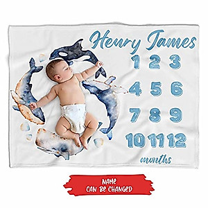 Personalized Whale Baby Blanket,Whale Blanket,Baby Blanket Whale,Baby Whale Security Blanket,Baby Whale Theme,MIlestone Whale Blanket For Kids,Swaddle Blanket Whale,Baby Boy Whale, Baby Blanket Ocean