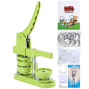 Happizza Button Maker Machine (3rd Gen) Installation-Free, 58mm (2.25in) DIY Pin Badge Button Maker Press Machine Badge Punch Press with Free 100pcs Button Parts&Pictures&Circle Cutter&Magic Book