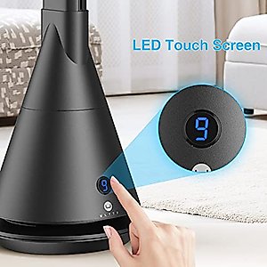 ULTTY Bladeless Tower Fan 90° Oscillating Fan with Remote, Quiet Cooling, 12 Modes, 8H Timer, Space-Saving, LED Display with Touch Control, 40” Portable Floor Bladeless Fan for Bedroom Home, Black